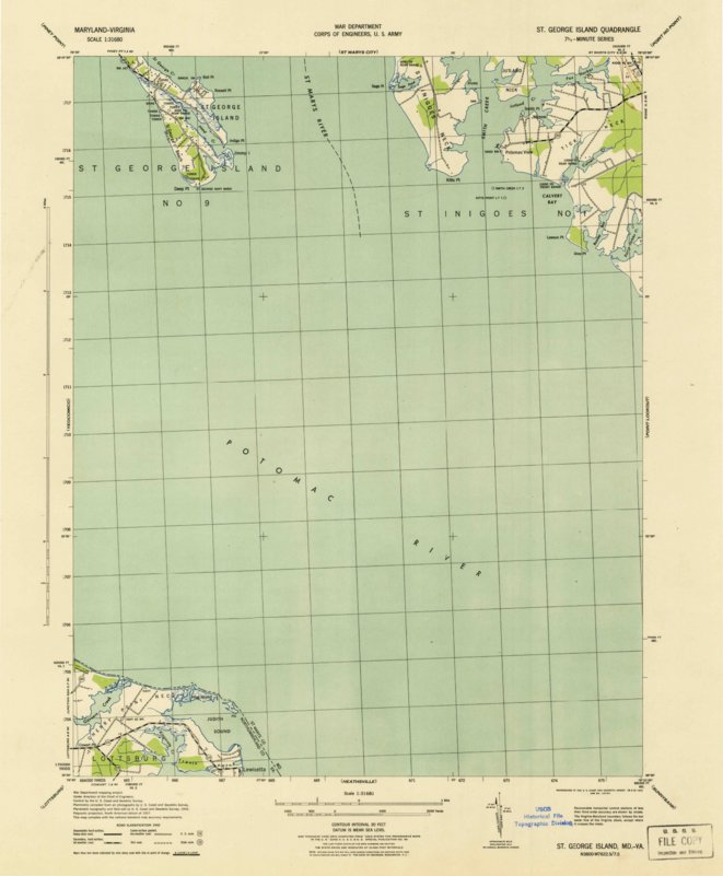 Saint George Island, MD-VA (1943, 31680-Scale) Map by United States ...
