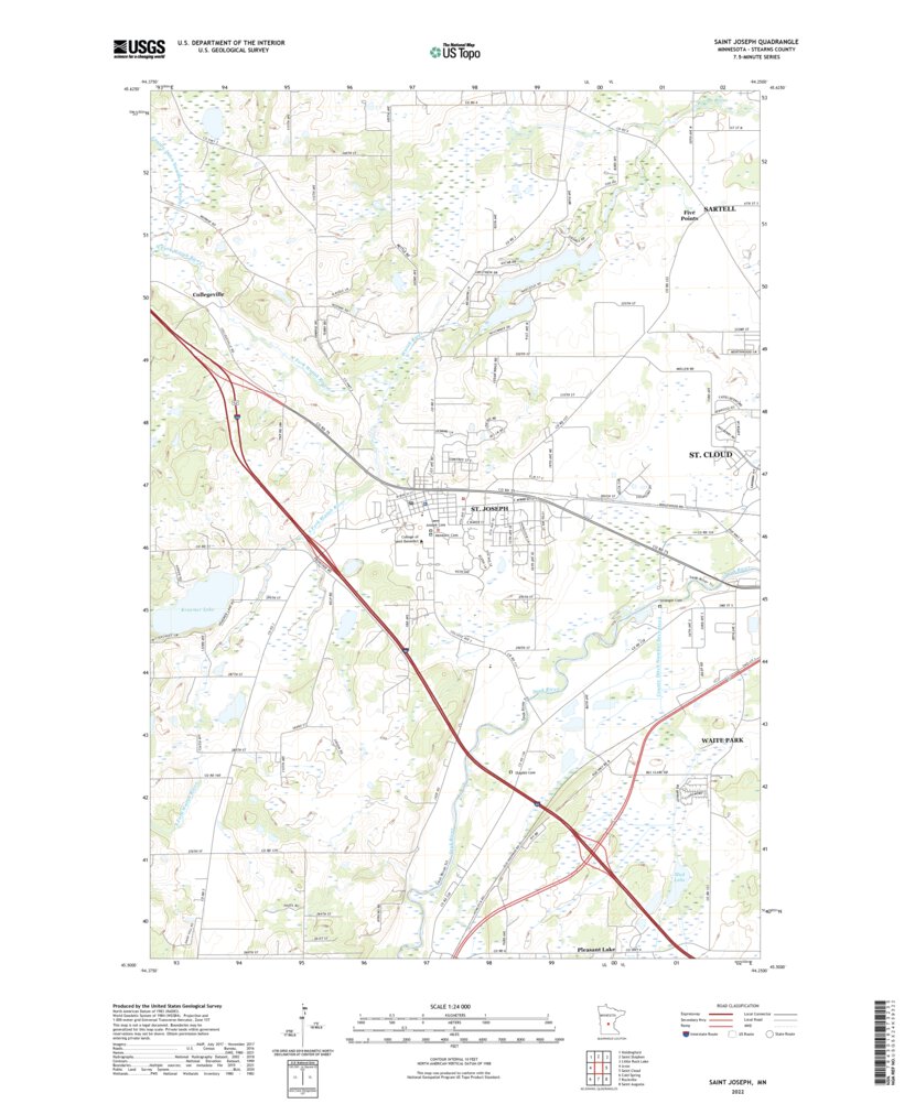 Saint Joseph, MN (2022, 24000-Scale) Map by United States Geological ...