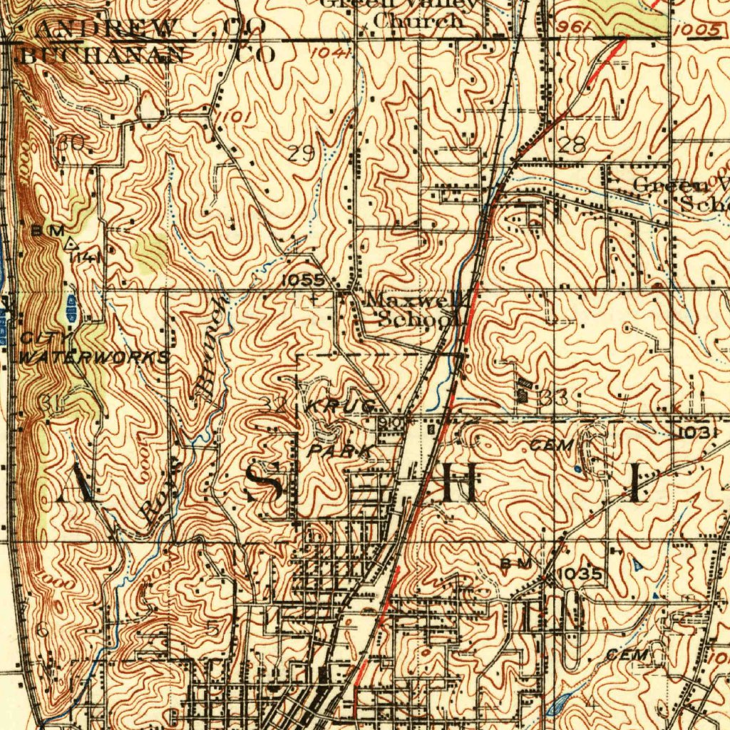 Saint Joseph, MO-KS (1926, 62500-Scale) Map by United States Geological ...