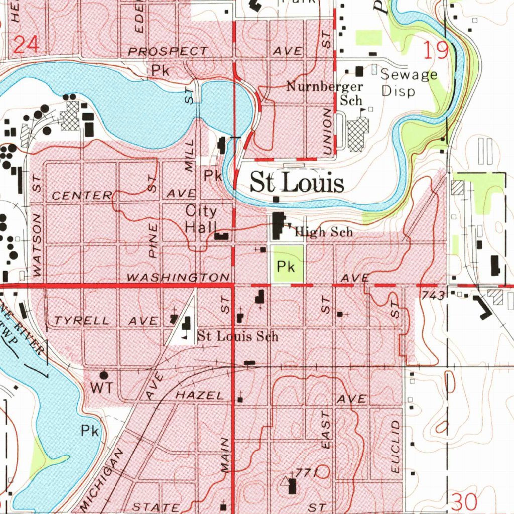Saint Louis, MI (1973, 24000-Scale) Map by United States Geological ...