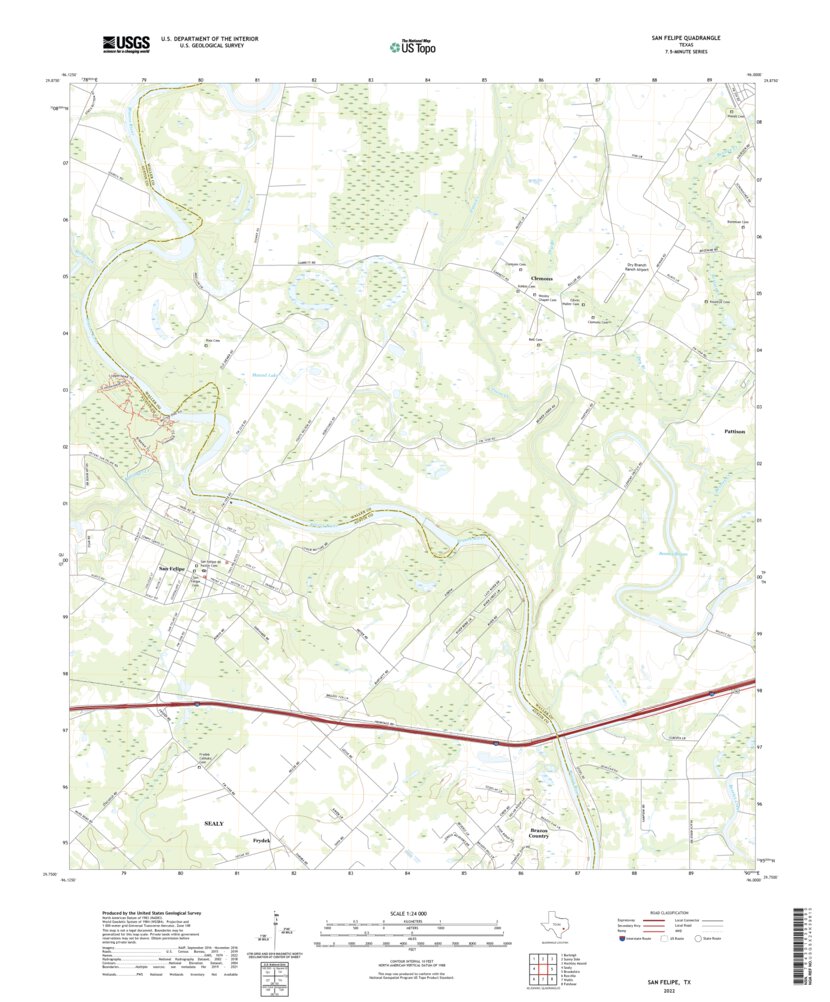 San Felipe, TX (2022, 24000-Scale) Map by United States Geological ...