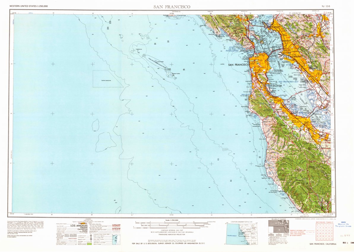San Francisco, CA (1964, 250000-Scale) Map by United States Geological ...