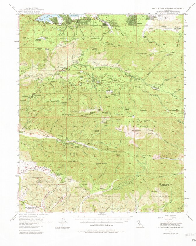 San Gorgonio Mountain, CA (1954, 62500-Scale) Map by United States ...