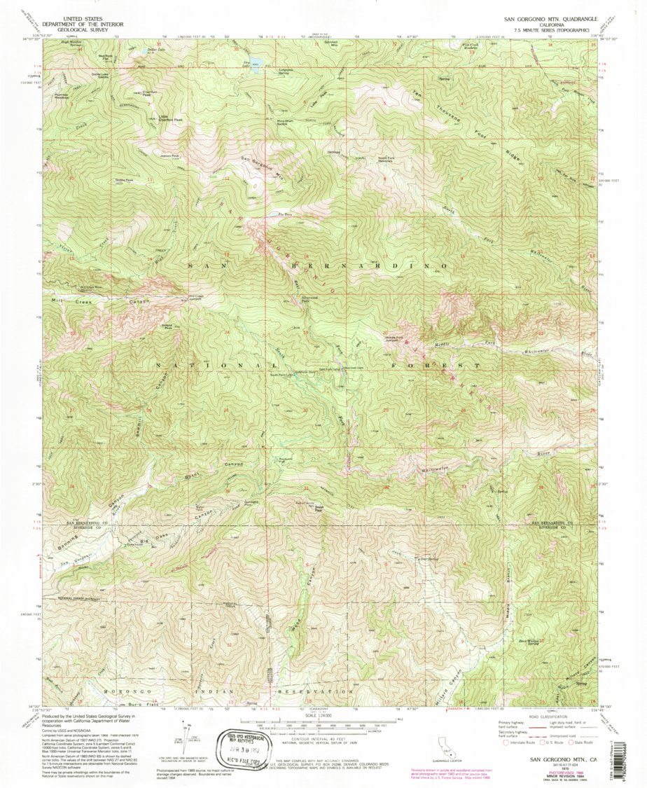 San Gorgonio Mountain, CA (1970, 24000-Scale) Map by United States ...