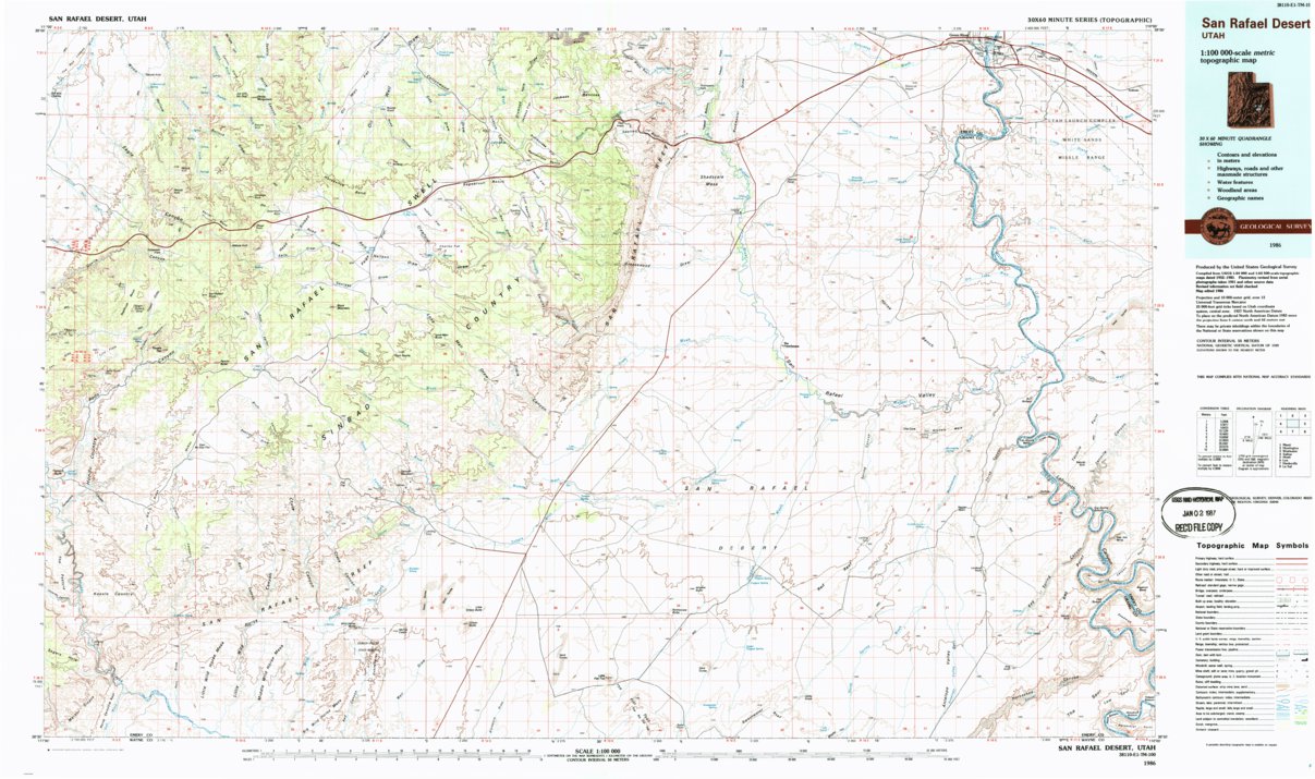 San Rafael Desert, UT (1986, 100000-Scale) Map by United States ...