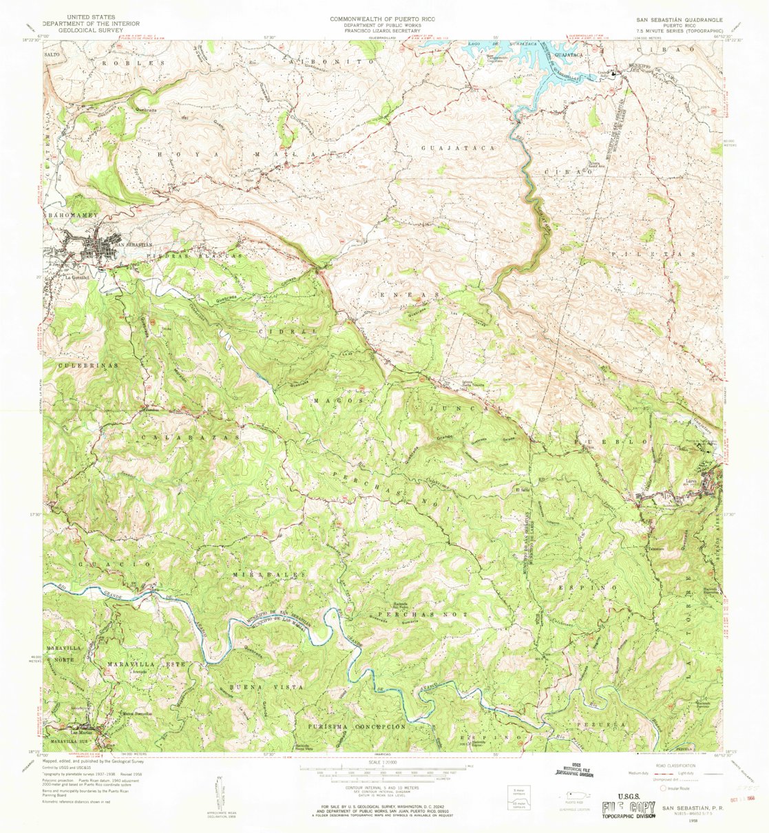 San Sebastian, PR (1958, 20000-Scale) Map by United States Geological ...