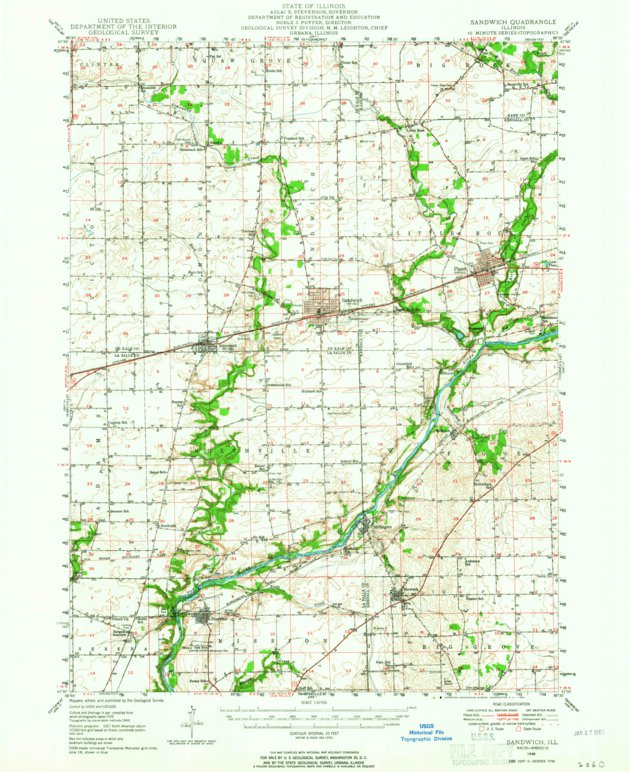 Sandwich, IL (1948, 62500-Scale) Map by United States Geological Survey ...