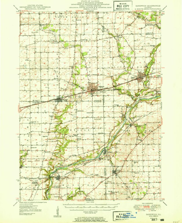 Sandwich, IL (1950, 62500-Scale) Map by United States Geological Survey ...