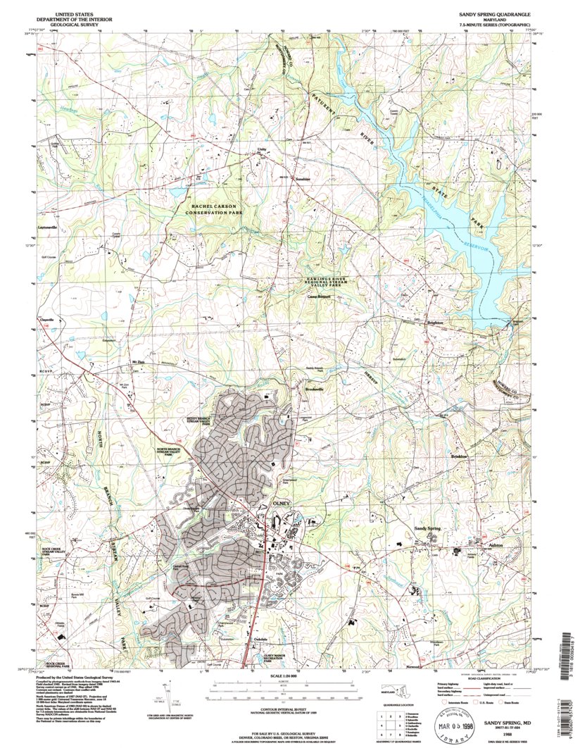 Sandy Spring, MD (1988, 24000-Scale) Map by United States Geological ...