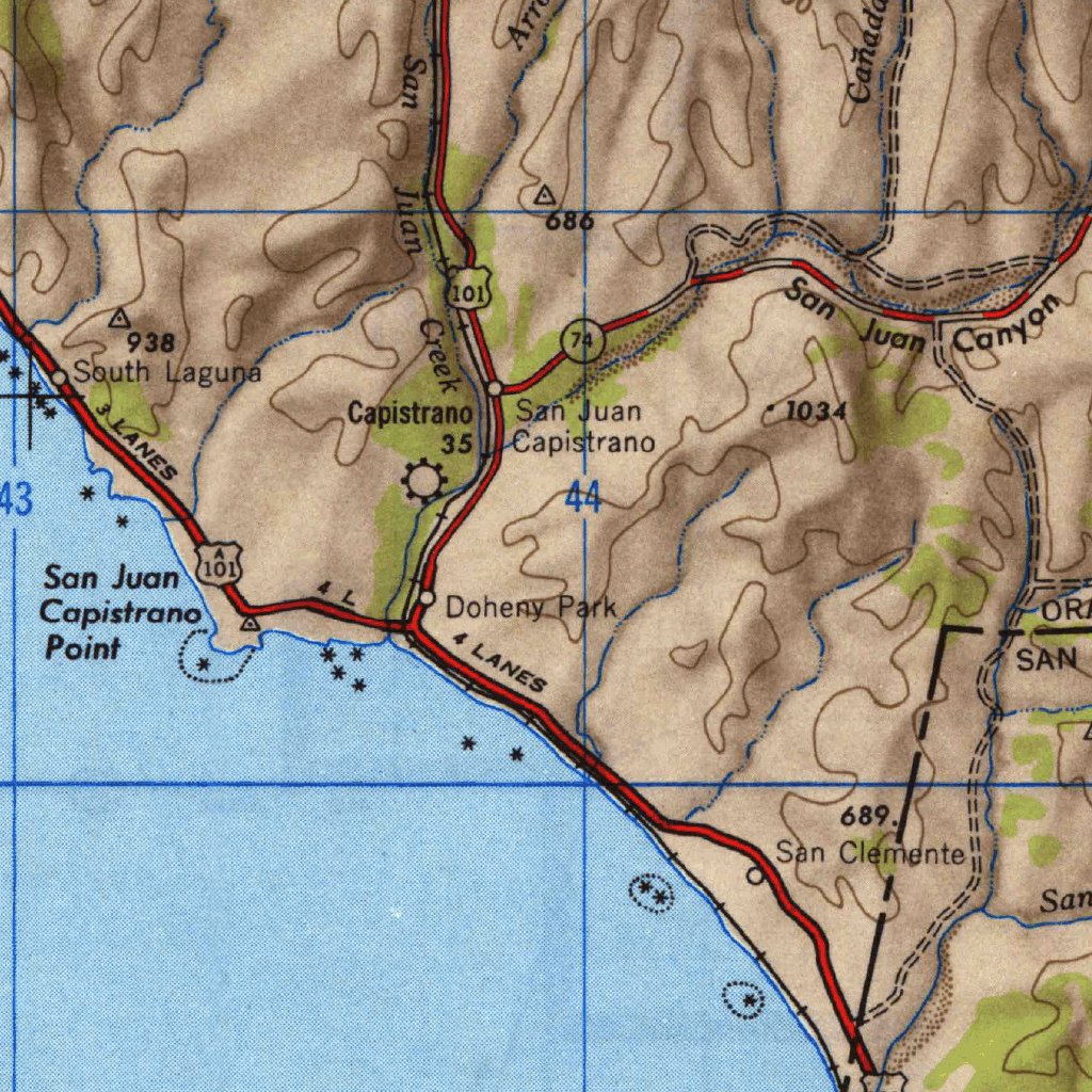 Santa Ana, CA (1947, 250000-Scale) Map by United States Geological ...