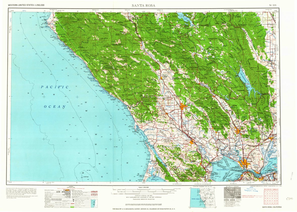 Santa Rosa, CA (1964, 250000-Scale) Map by United States Geological ...
