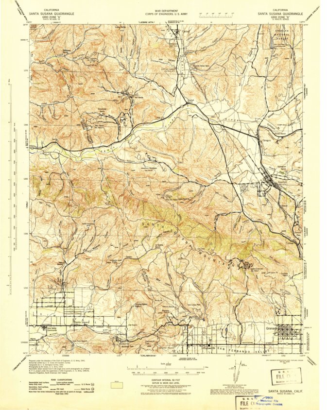 Santa Susana, CA (1943, 62500-Scale) Map by United States Geological ...
