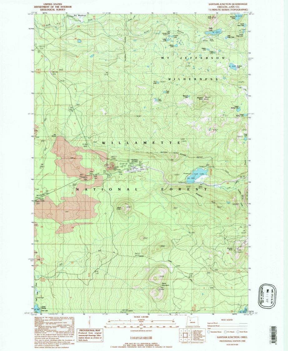 Santiam Junction, OR (1988, 24000-Scale) Map by United States ...