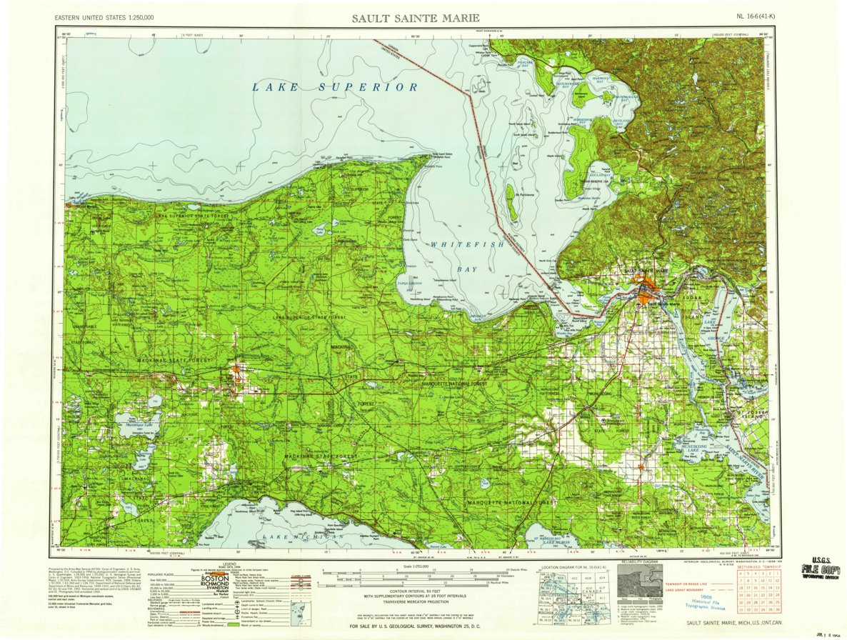 Sault Sainte Marie, MI (1958, 250000-Scale) Map by United States ...