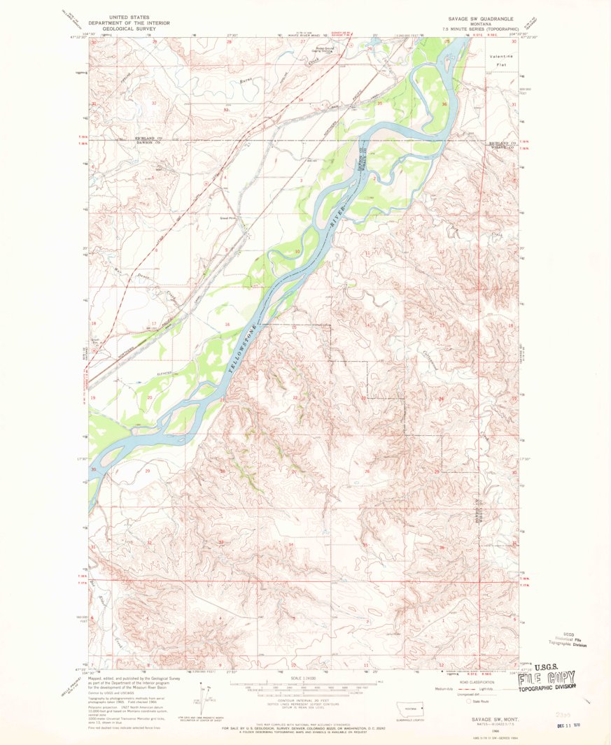 Savage SW, MT (1966, 24000-Scale) Map by United States Geological ...