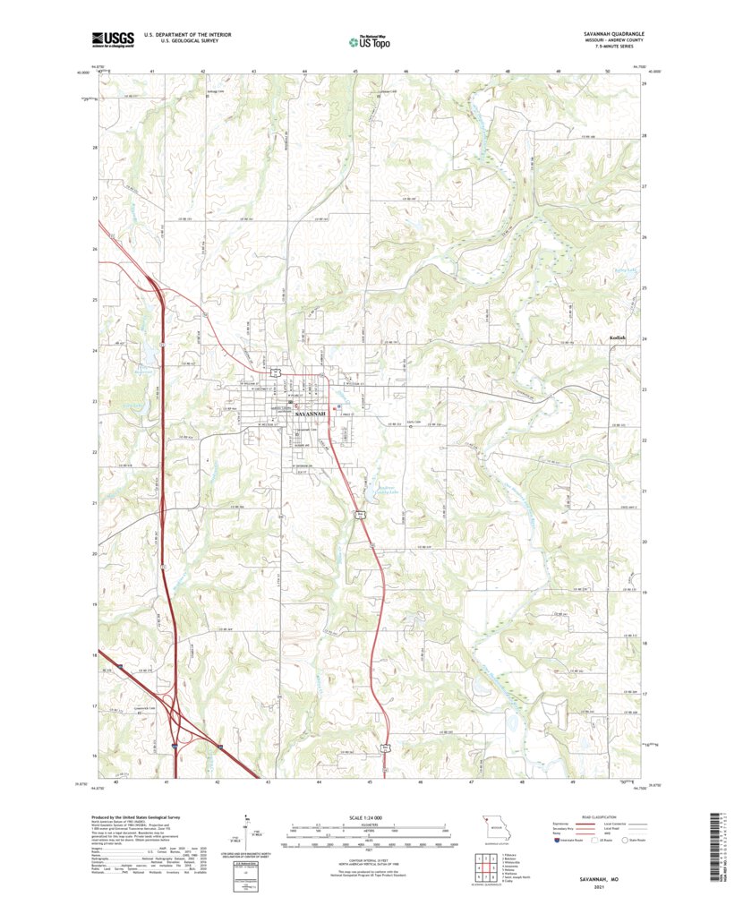 Savannah, MO (2021, 24000-Scale) Map by United States Geological Survey ...