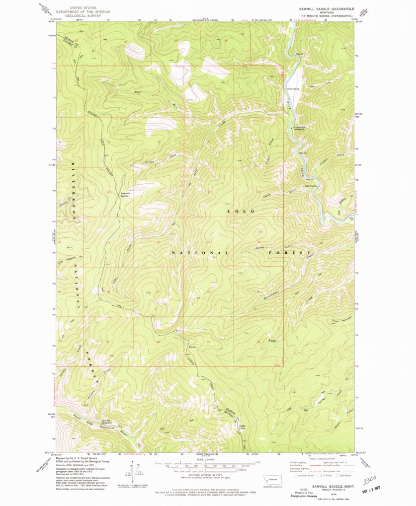 Sawmill Saddle, MT (1974, 24000-Scale) Map by United States Geological ...