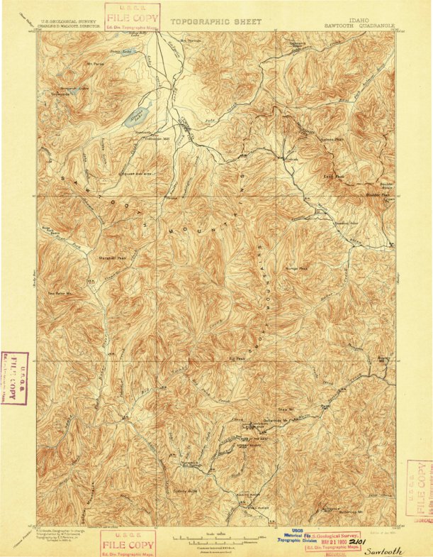 Sawtooth, ID (1900, 125000-Scale) Map by United States Geological ...