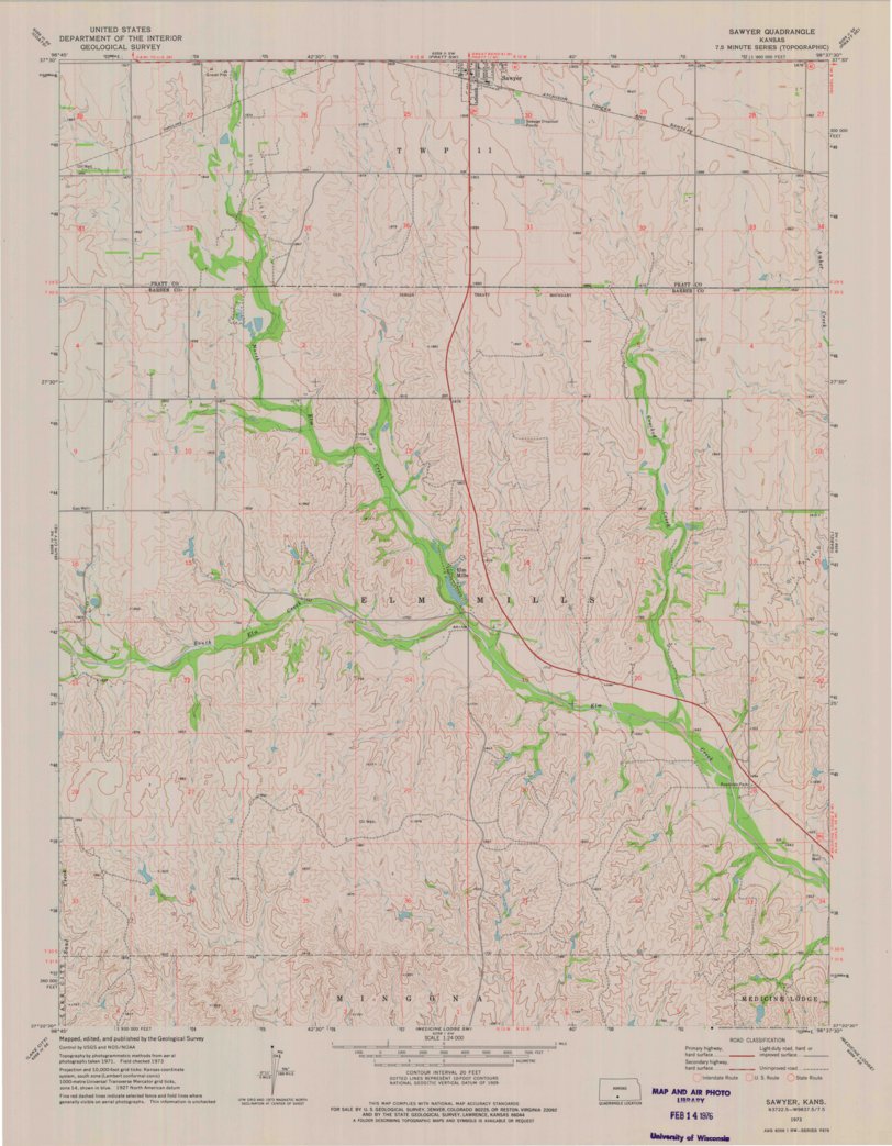 Sawyer, KS (1973, 24000-Scale) Map by United States Geological Survey ...
