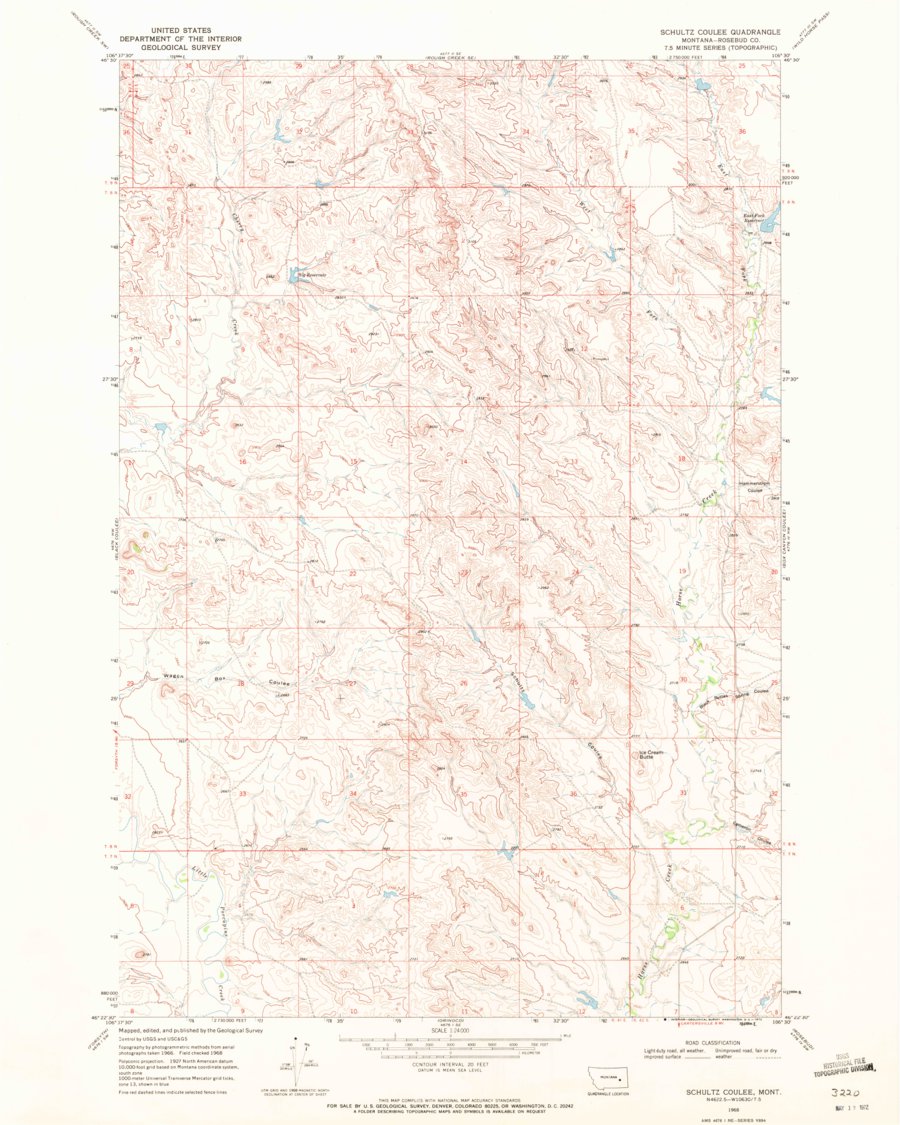 Schultz Coulee, MT (1968, 24000-Scale) Map by United States Geological ...
