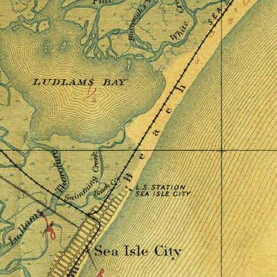 Sea Isle City, NJ (1888, 62500-Scale) Map by United States Geological ...