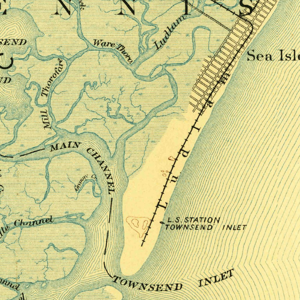Sea Isle City, NJ (1894, 62500-Scale) Map by United States Geological ...