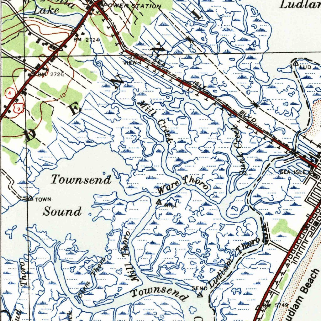 Sea Isle City, NJ (1941, 62500-Scale) Map by United States Geological ...