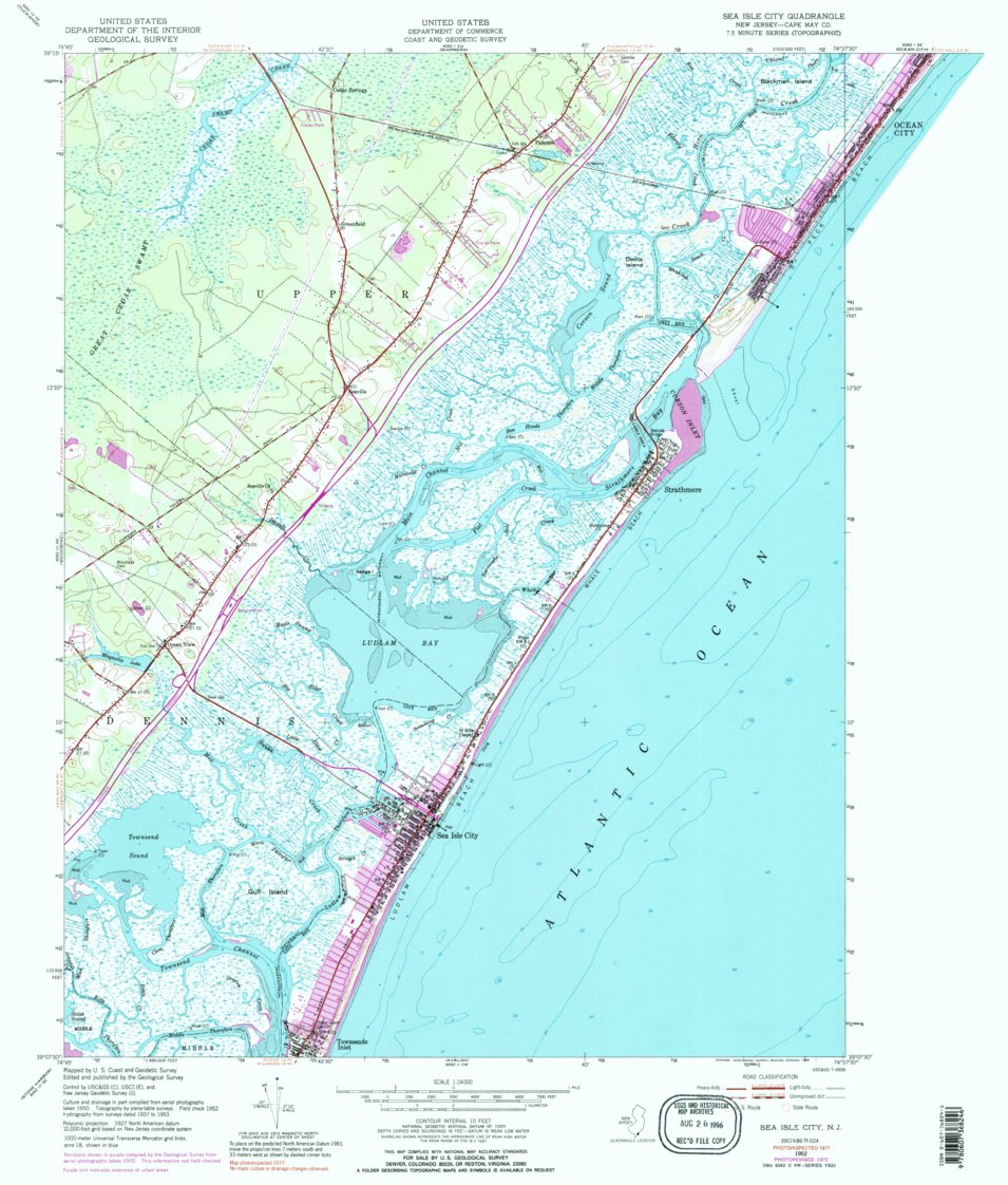 Sea Isle City, NJ (1952, 24000-Scale) Map by United States Geological ...