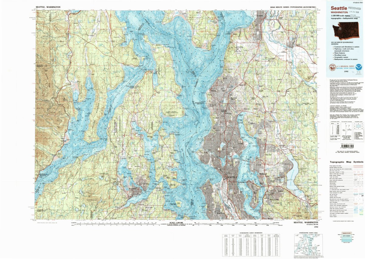 Seattle, WA (1992, 100000-Scale) Map by United States Geological Survey ...