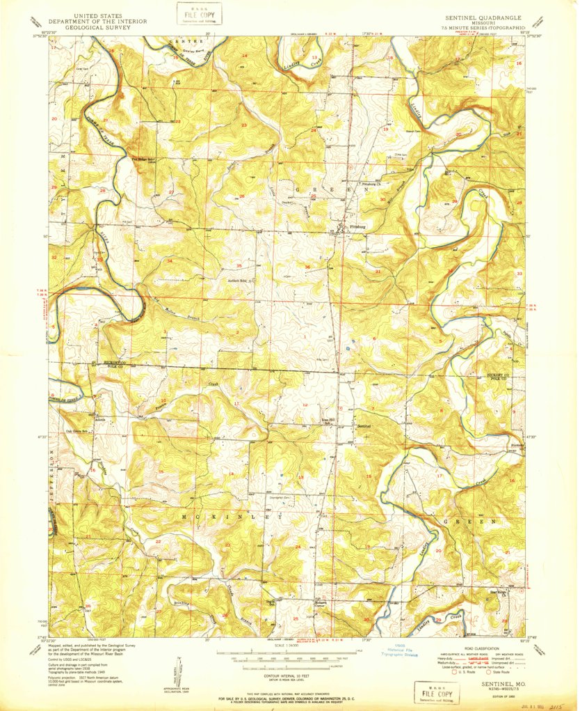 Sentinel, MO (1950, 24000-Scale) Map by United States Geological Survey ...