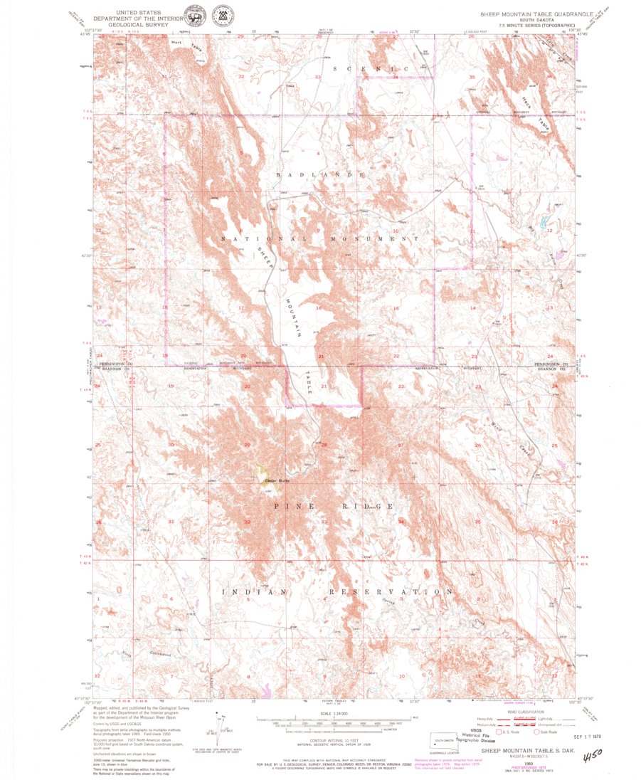 Sheep Mountain Table, SD (1950, 24000-Scale) Map by United States ...