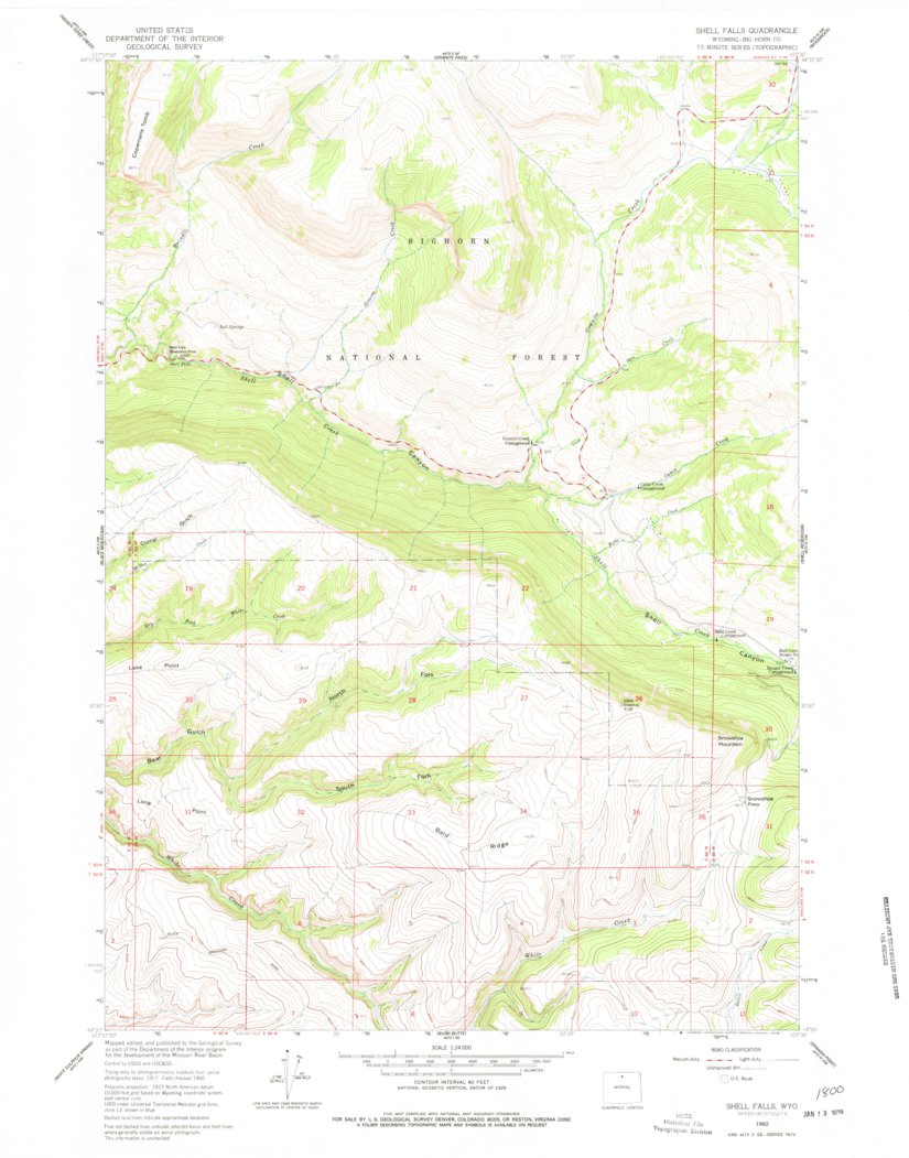 Shell Falls, WY (1960, 24000-Scale) Map by United States Geological ...