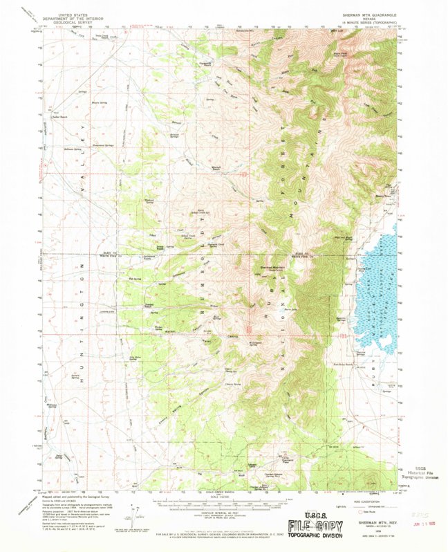Sherman Mountain, NV (1959, 62500-Scale) Map by United States ...