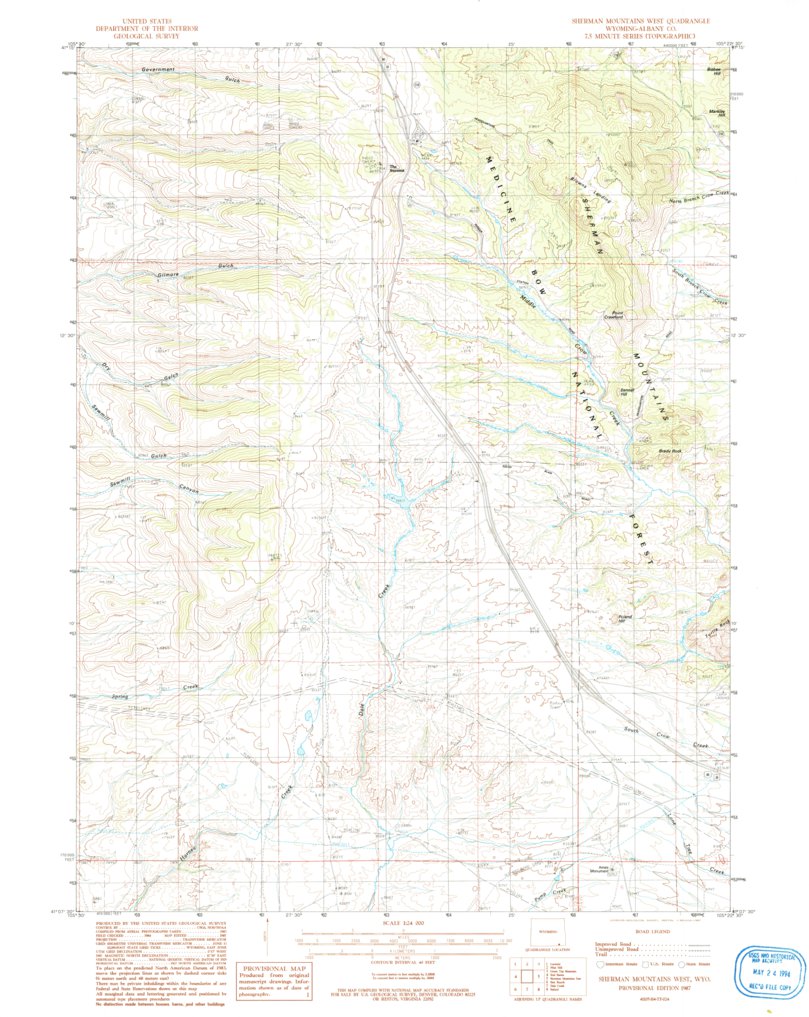 Sherman Mountains West, WY (1987, 24000-Scale) Map by United States ...