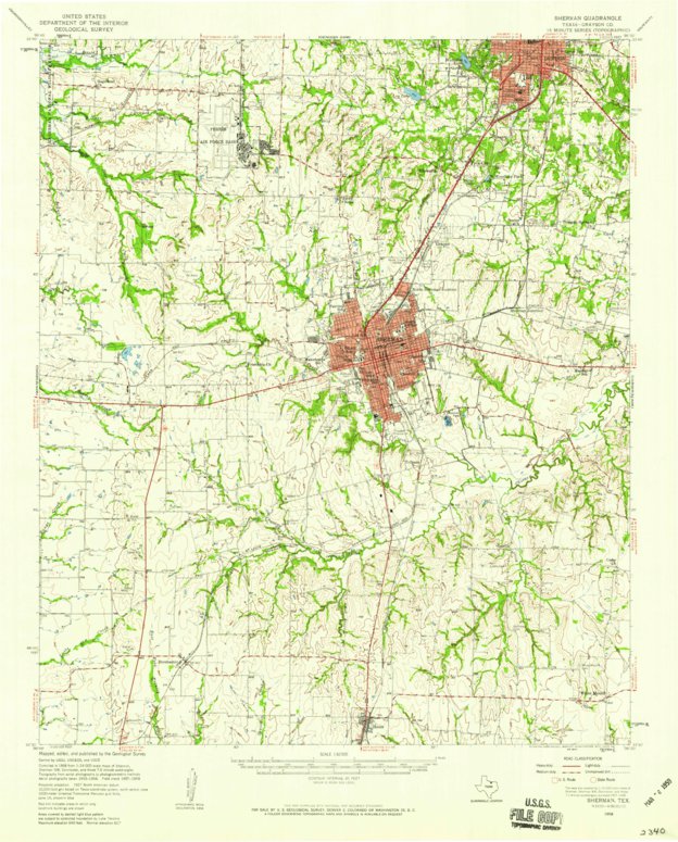 Sherman, TX (1958, 62500-Scale) Map by United States Geological Survey ...