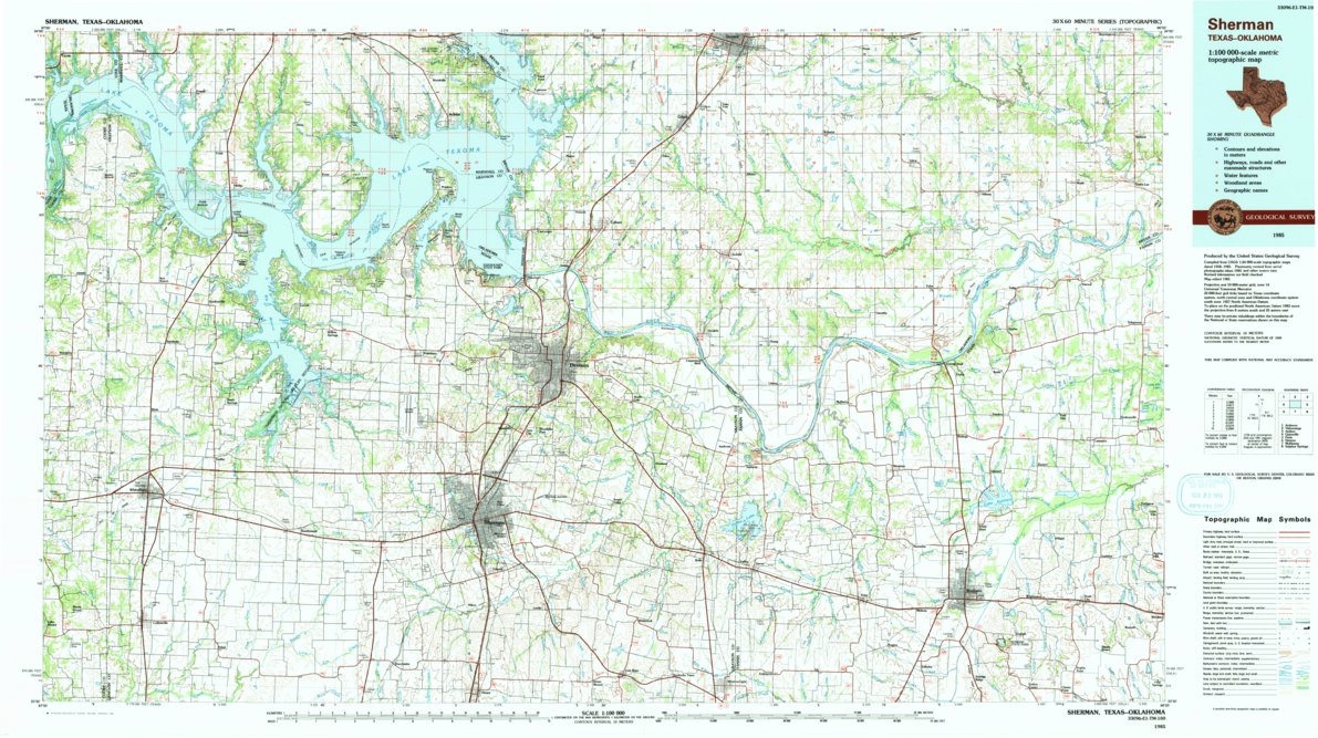 Sherman, TX-OK (1985, 100000-Scale) Map by United States Geological ...