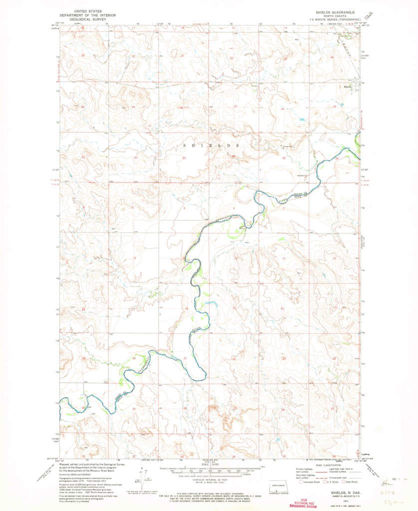 Shields, ND (1971, 24000-Scale) Map by United States Geological Survey ...