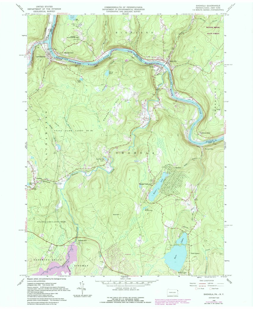 Shohola, PA-NY (1965, 24000-Scale) Map by United States Geological ...