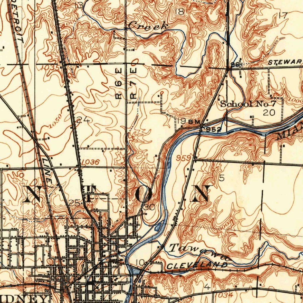 Sidney, OH (1913, 62500-Scale) Map by United States Geological Survey ...