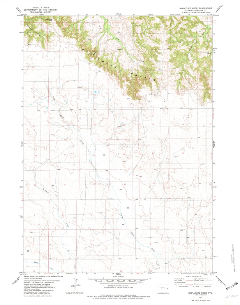Signature Rock, WY (1981, 24000-Scale) Map by United States Geological ...