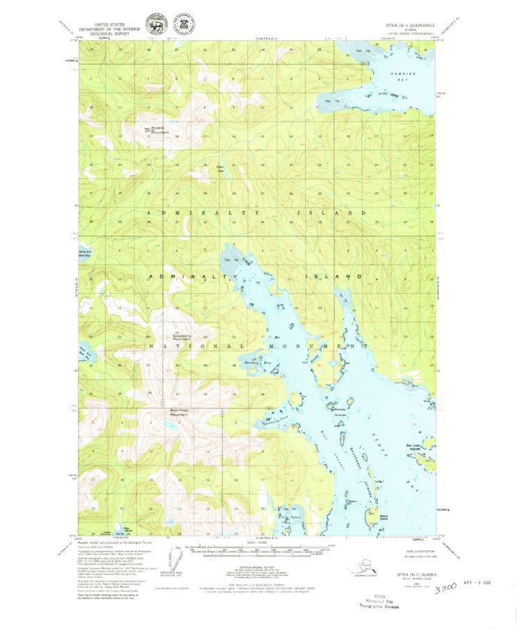 Sitka B-1, AK (1951, 63360-Scale) Map by United States Geological ...