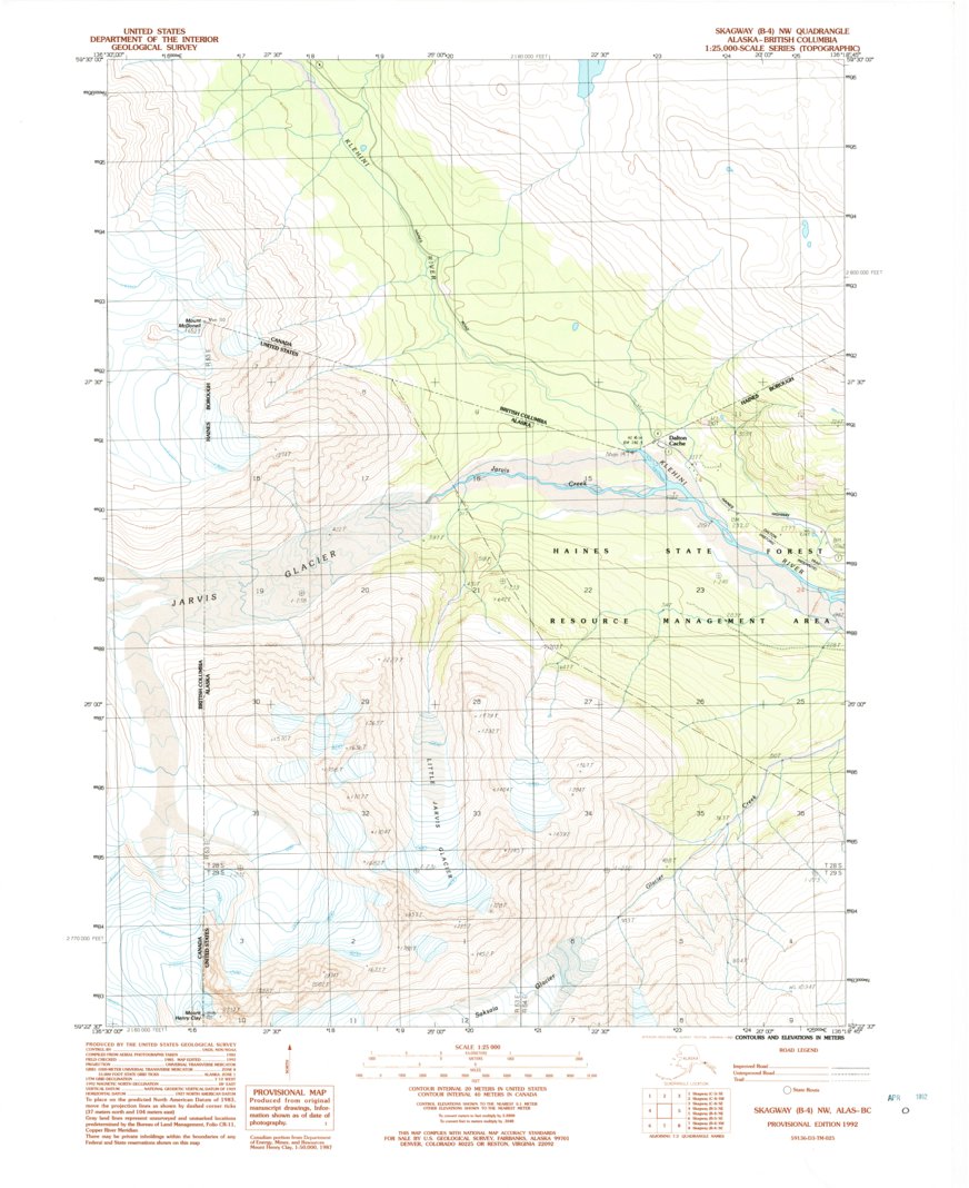 Skagway B-4 NW, AK (1992, 25000-Scale) Map by United States Geological ...