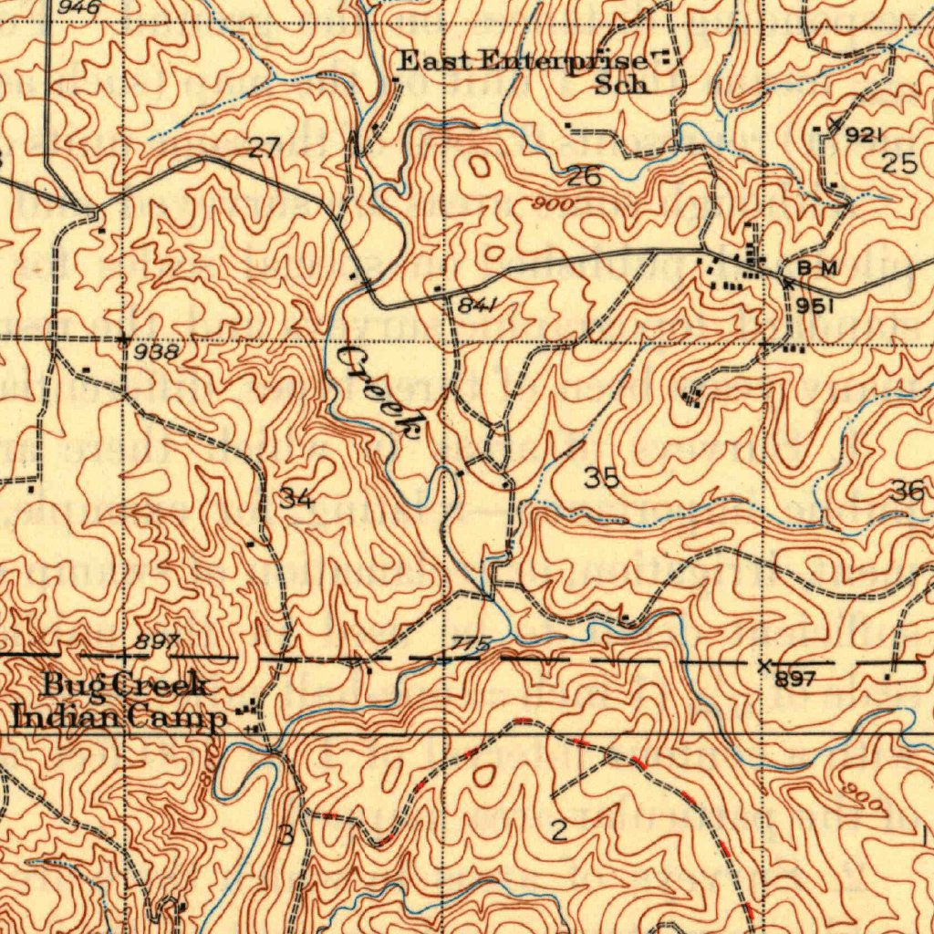 Skedee, OK (1931, 62500-Scale) Map by United States Geological Survey ...