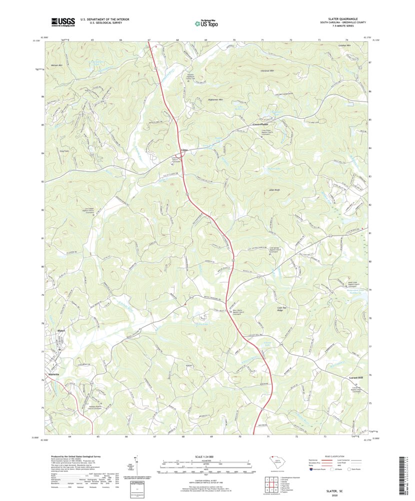 Slater, SC (2020, 24000-Scale) Map by United States Geological Survey ...