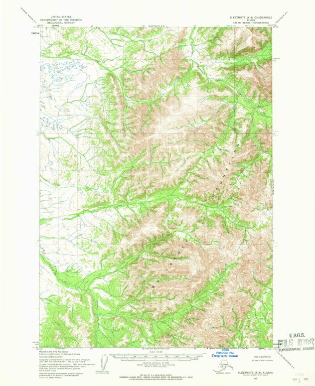 Sleetmute A-8, AK (1954, 63360-Scale) Map by United States Geological ...
