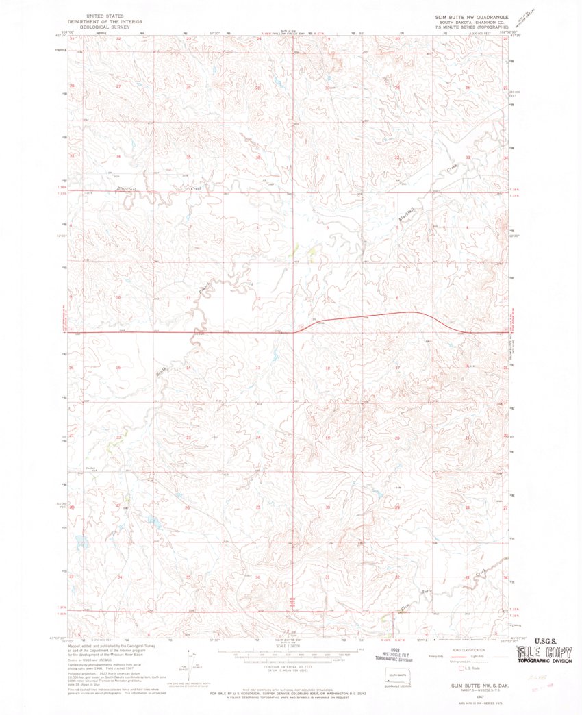 Slim Butte NW, SD (1967, 24000-Scale) Map by United States Geological ...