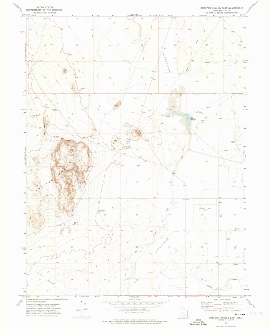 Smelter Knolls East, UT (1971, 24000-Scale) Map by United States ...