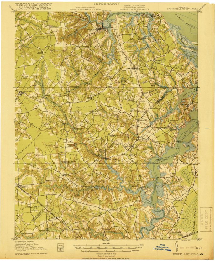 Smithfield, VA (1919, 62500-Scale) Map by United States Geological ...