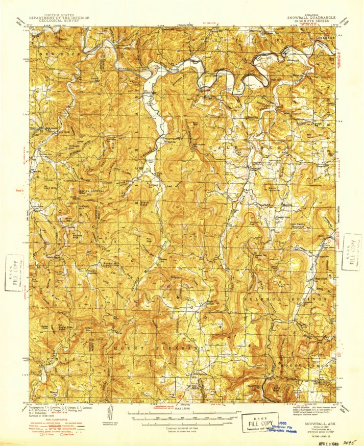 Snowball, AR (1949, 62500-Scale) Map by United States Geological Survey ...