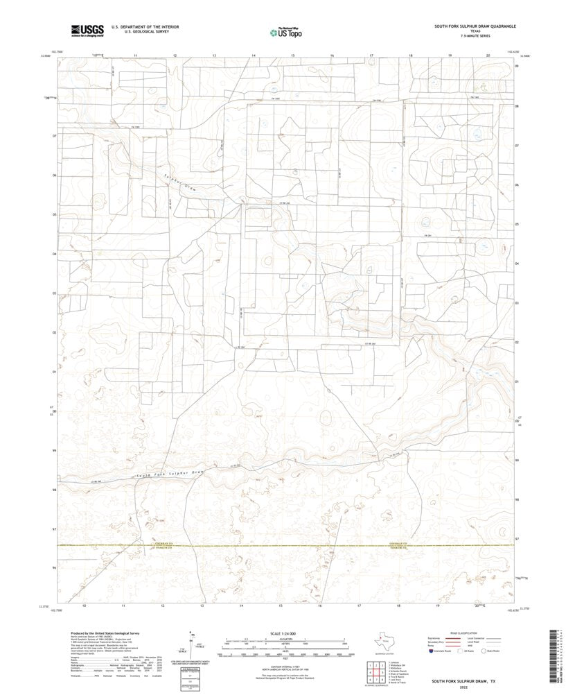 South Fork Sulphur Draw, TX (2022, 24000-Scale) Map by United States ...